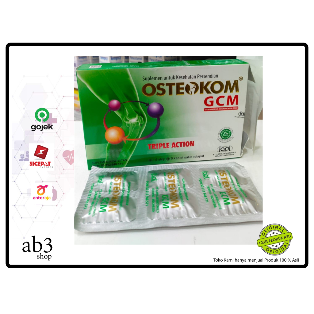 Jual OSTEOKOM GCM SUPLEMEN SENDI TRIPLE ACTION STRIP ISI 6 TABLET SENDI ...