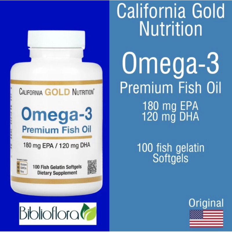 Jual California Gold Omega-3 Premium Fish Oil 180 EPA/120 DHA 100 Softgels | Shopee Indonesia