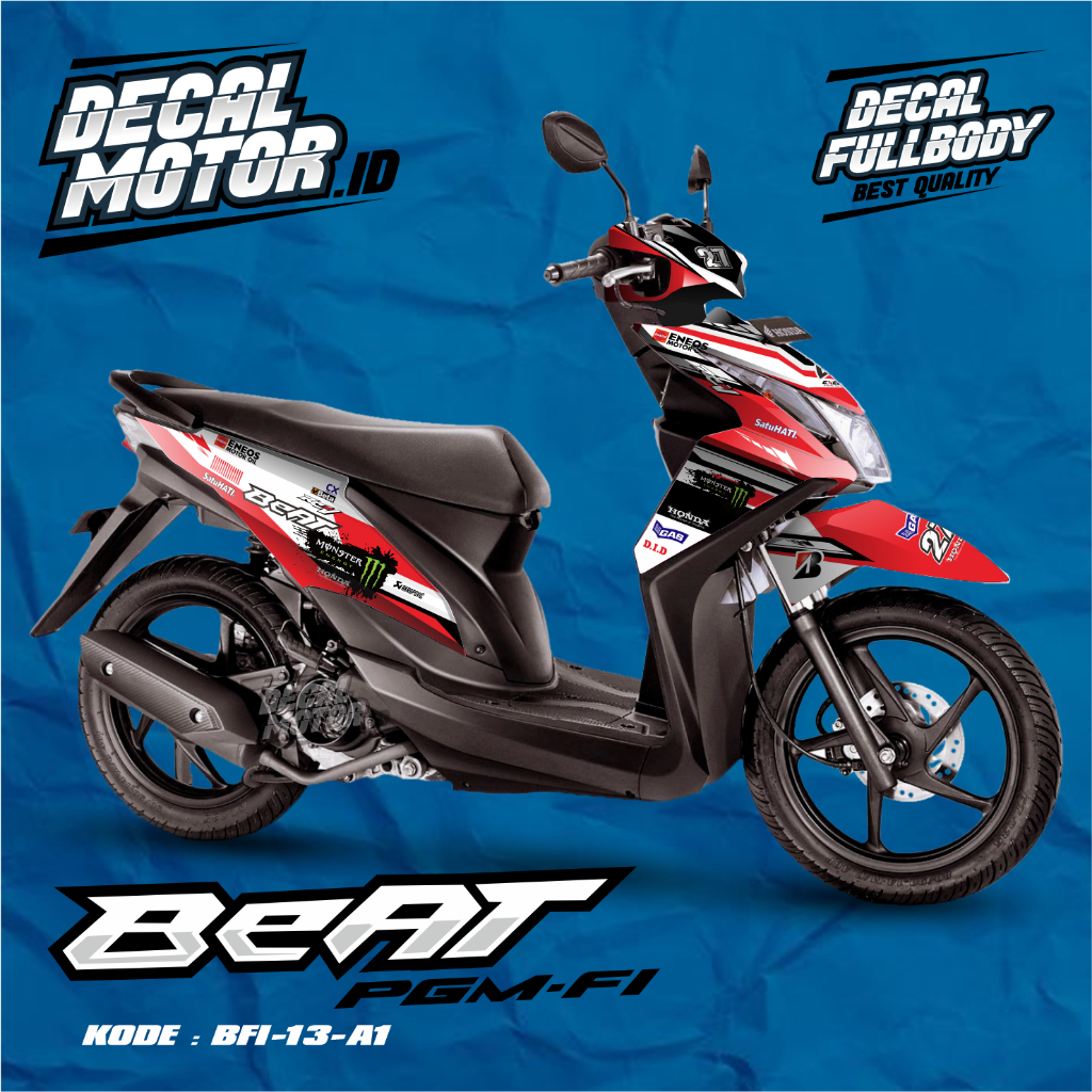 Jual Decal beat fi old - STICKER DECAL FULL BLOK MERAH RACING - BFI ...