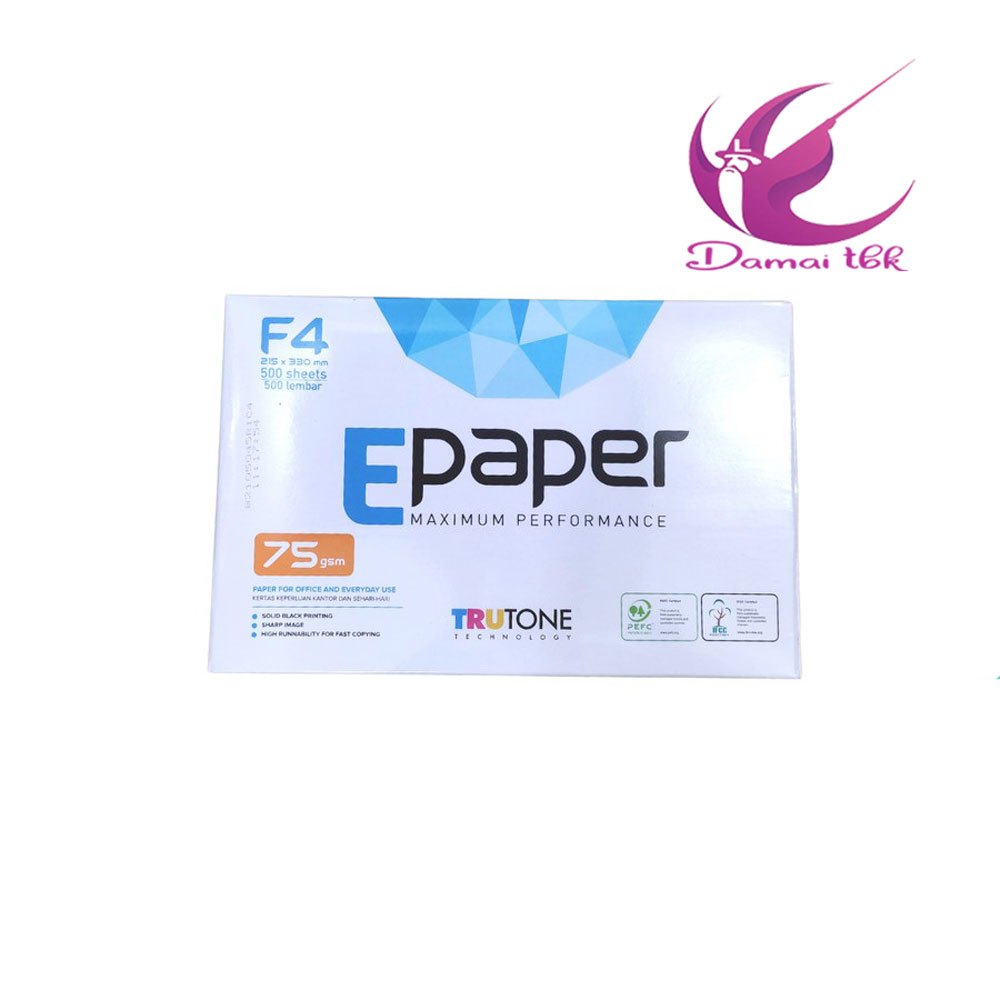 Jual Kertas HVS Epaper F4 75 Gsm 1 Rim (500 Lembar) | Shopee Indonesia