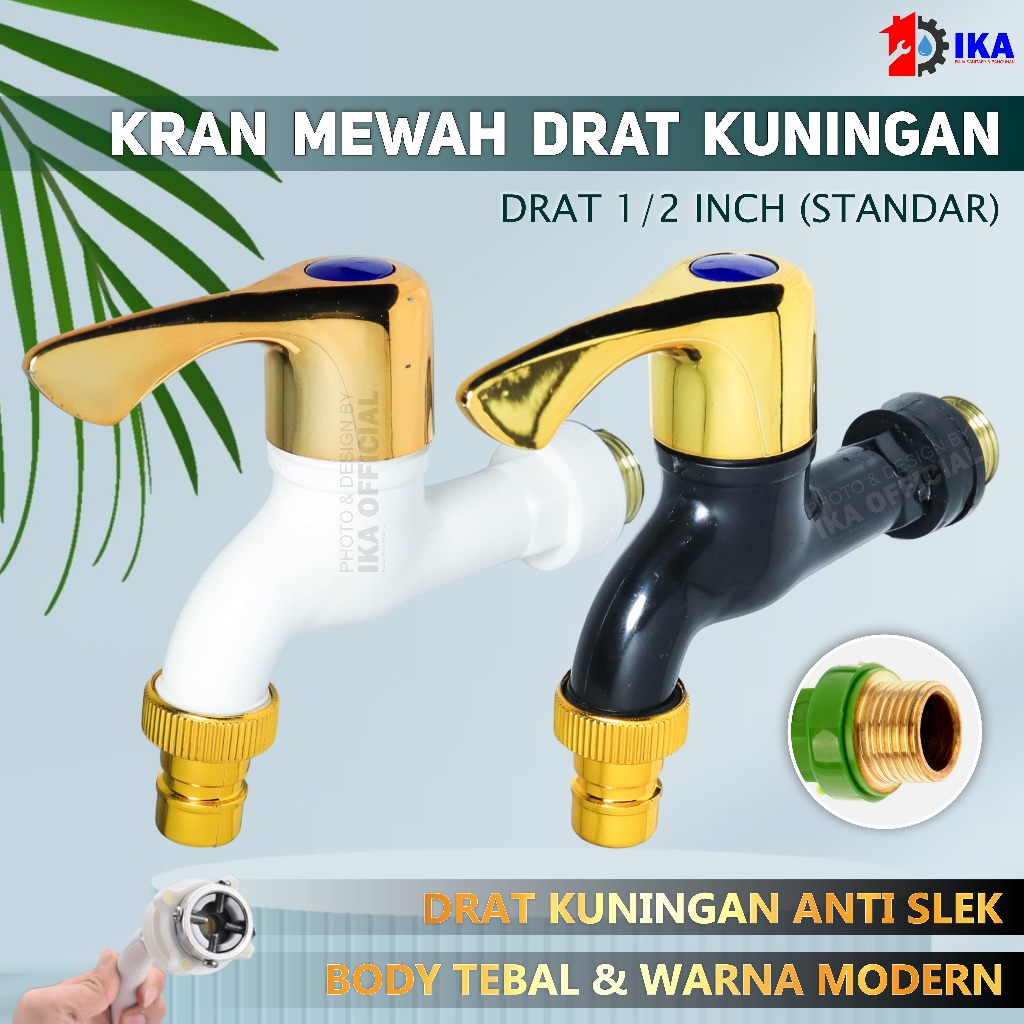 Jual Kran Air Engkol Taman PVC 1/2 Inch Drat Kuningan Kran Air Plastik ...
