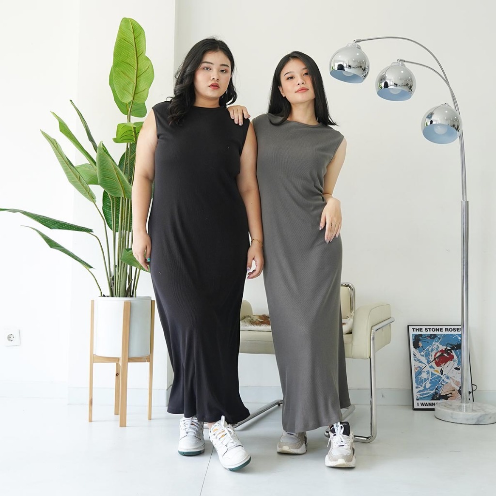 Jual Inner Dress Rajut Knit Tanpa Lengan Jumbo Bumil Busui Bodycon ...