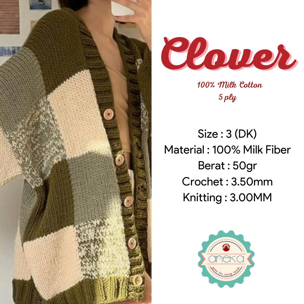 Jual KATALOG - Benang Rajut Clover Katun Susu 5 PLY / 100% Milk Fiber ...