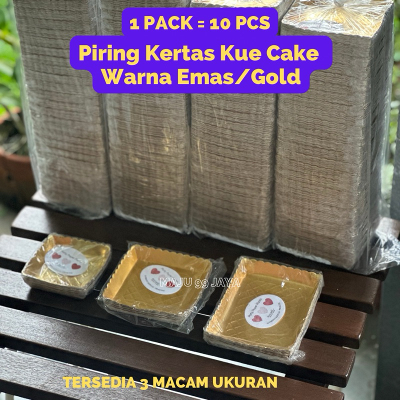 Jual (10 PCS) Piring Kertas Kue Cake Warna Emas Gold ukuran Small (S ...