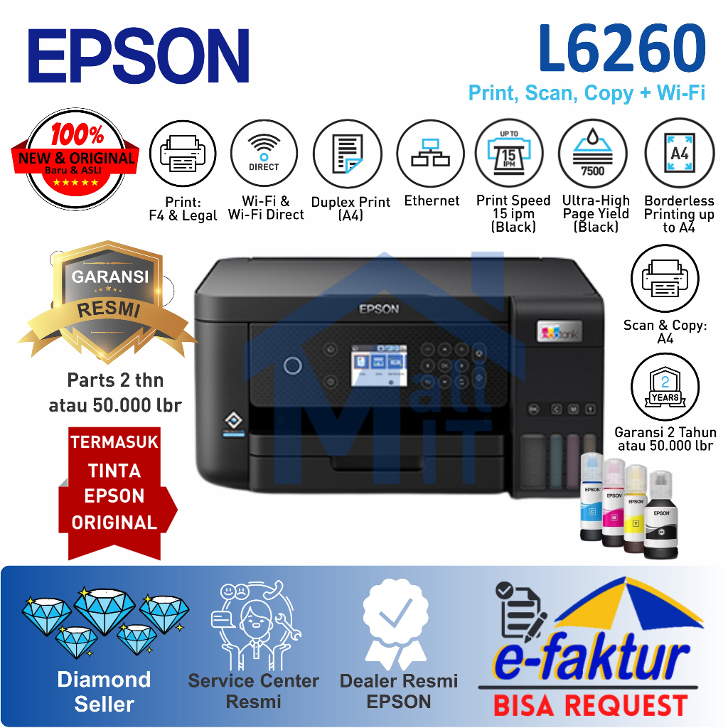 Jual Printer EPSON L6260 L-6260 L 6260 Pengganti L6160 GARANSI RESMI ...