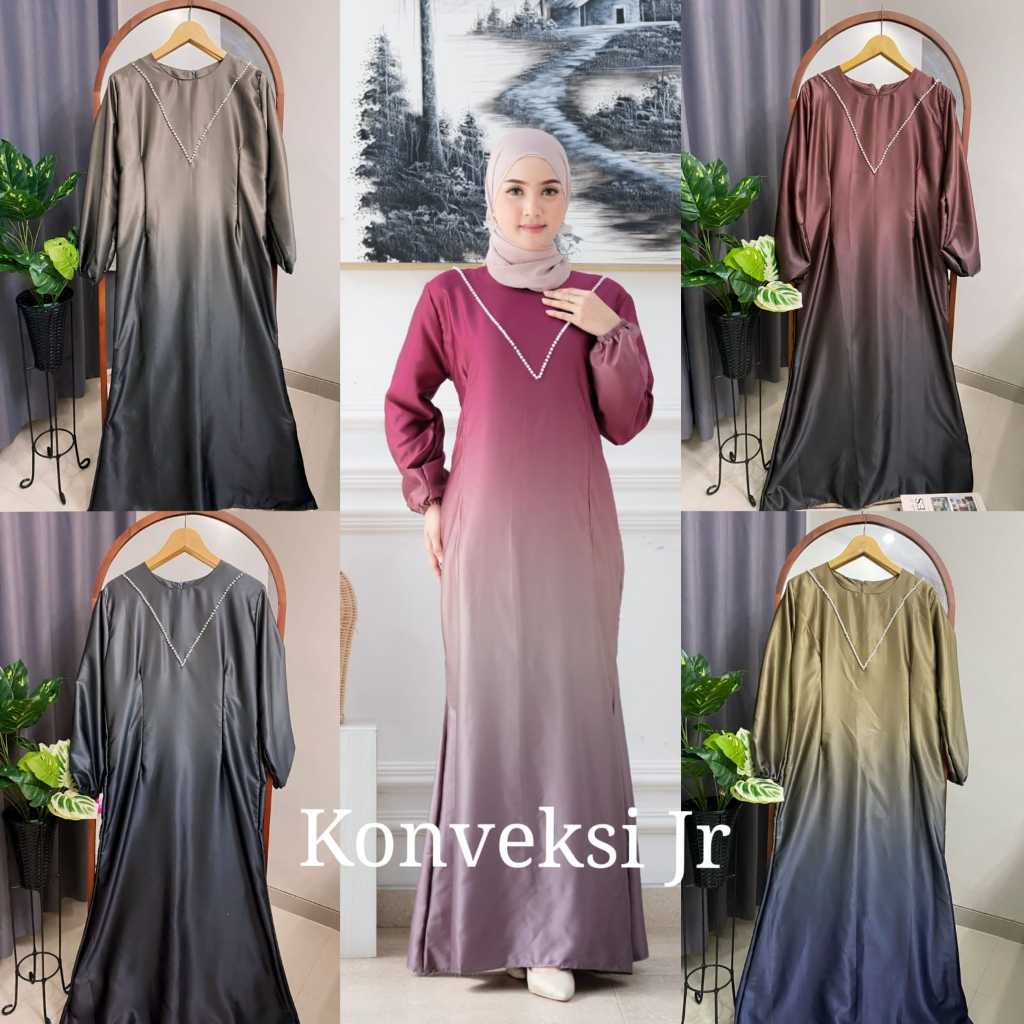 Jual Andin Dress Kondangan Satin Silk Gradasi Terbaru - Dress ...