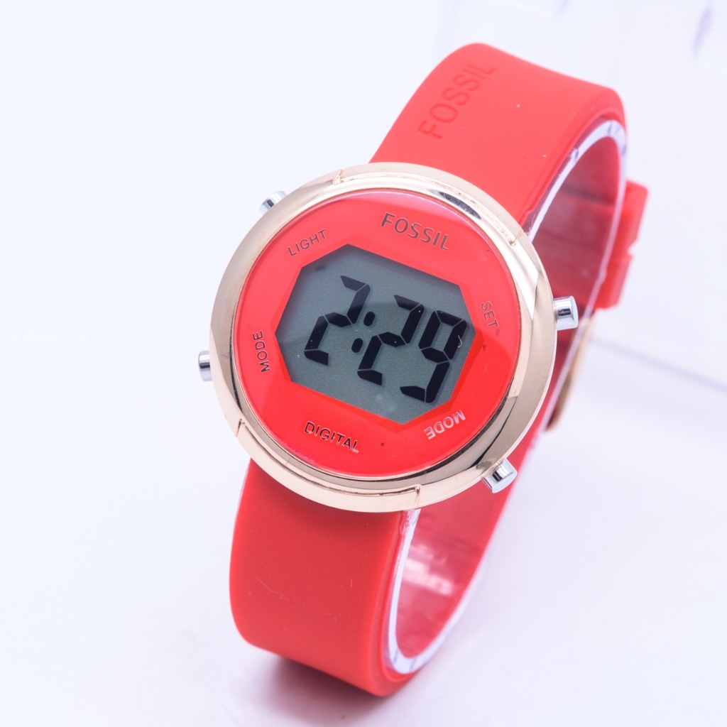 Jual Jam Tangan Wanita Foss Digital Tali Rubber Body Bulat Tanggal Hari ...