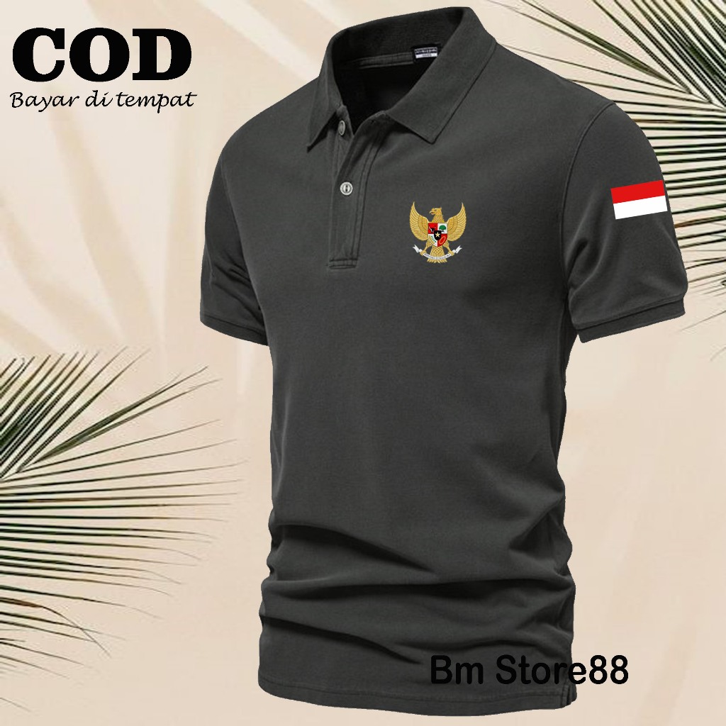 Jual COD T-shrit POLO kerah Logo Pancasila Merah Putih Text Print PDF Kaos Kerah Dewasa Shirt ...