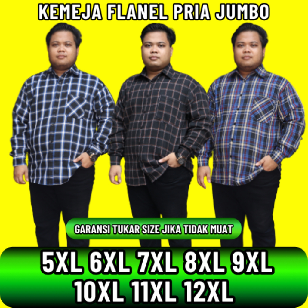 Jual Baju Kemeja Flanel Pria Jumbo Lengan Panjang Big size Cowok ...