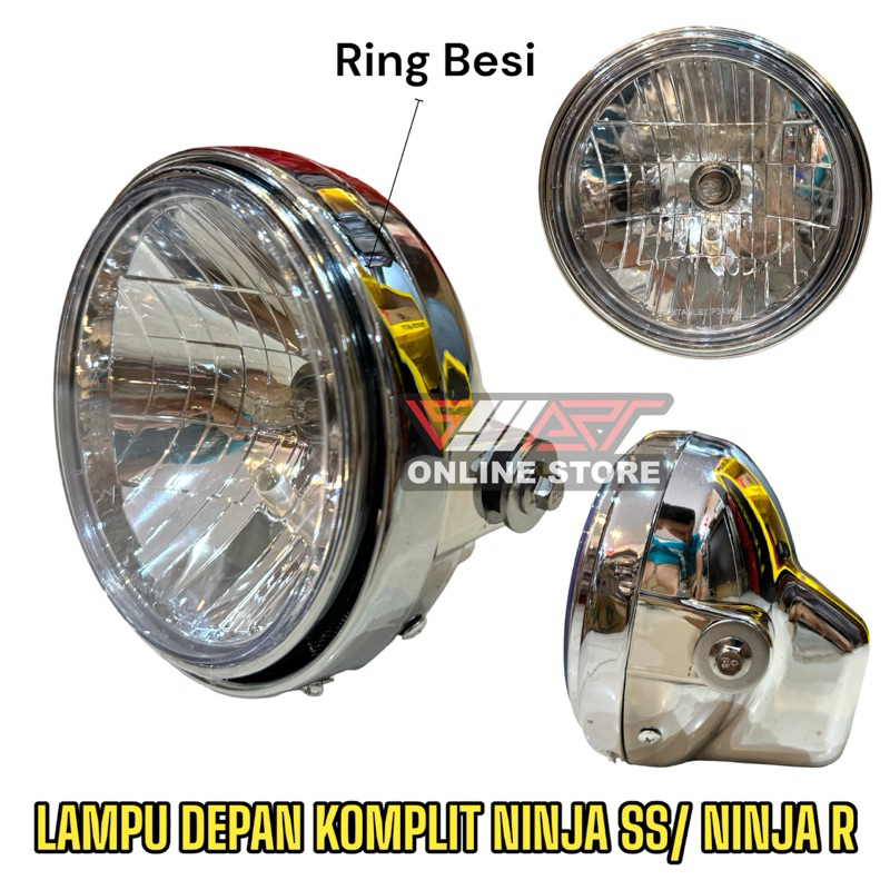 Jual LAMPU DEPAN NINJA SS / R BULAT RING BESI | Shopee Indonesia