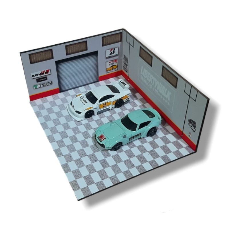 Jual Pola Diorama Garasi liberty walk papercraft skala 1/64 hotwheels ...
