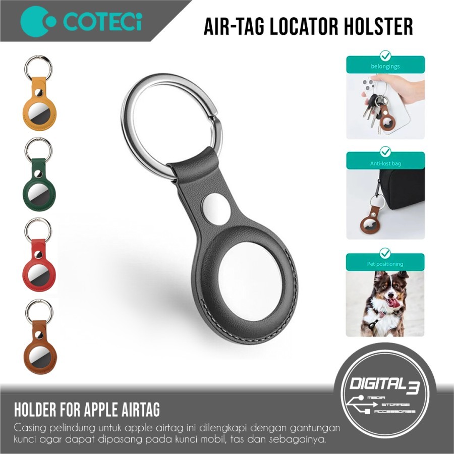 Jual COTEetCI Case For Apple AirTag Leather Key Ring Holder Cover A Tag ...