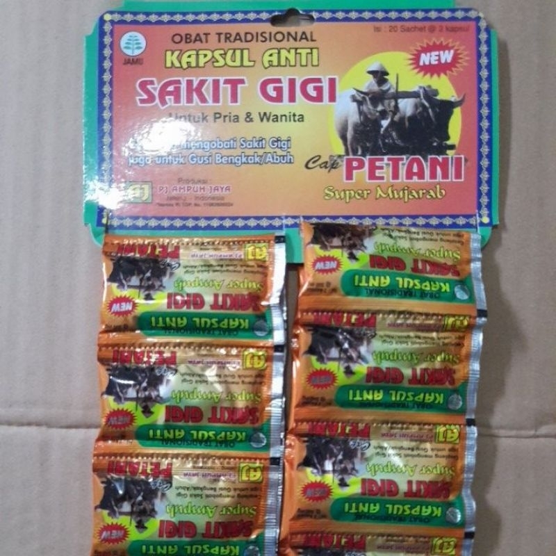 Jual KAPSUL ANTI SAKIT GIGI DAN GUSI BENGAK CAP PAK PETANI BER TANI | Shopee Indonesia