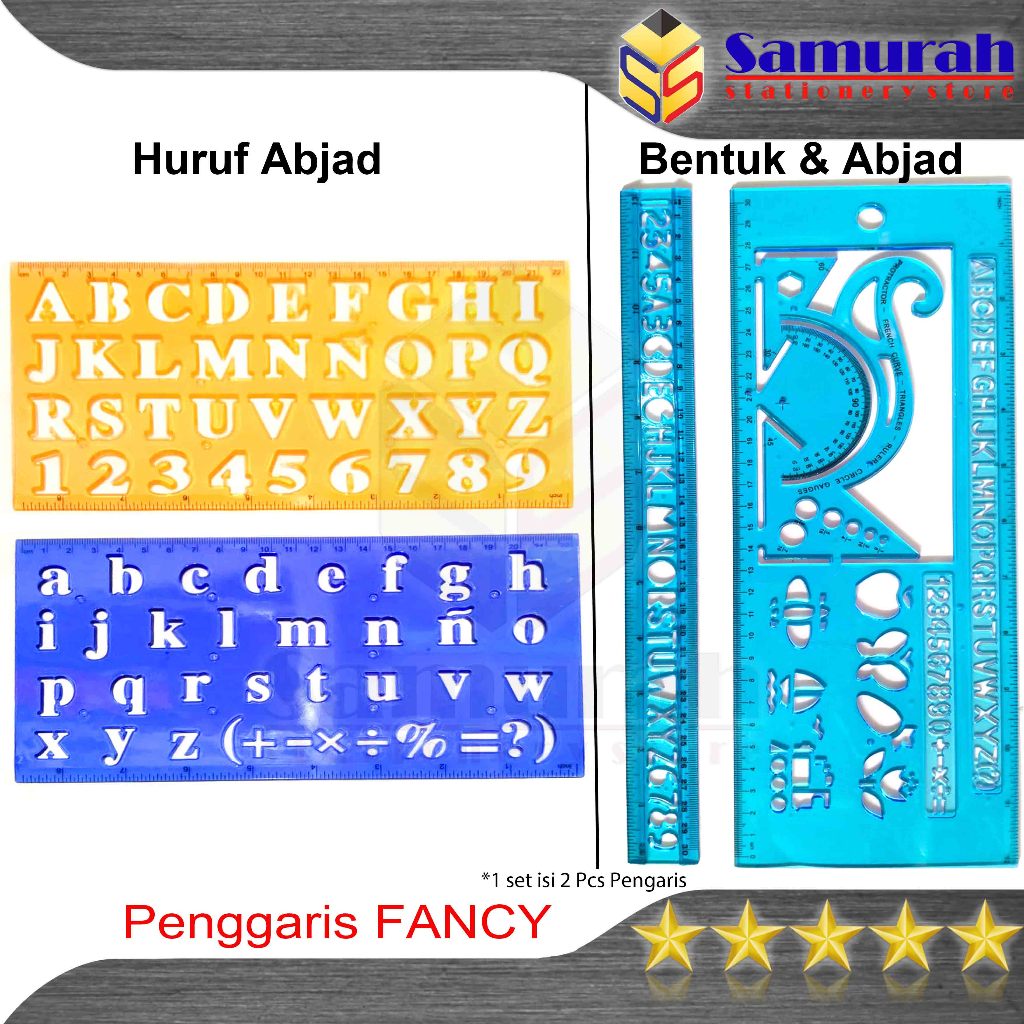 Jual Penggaris Fancy Cetak Bentuk Huruf Abjad 20 cm / Garisan Template ...
