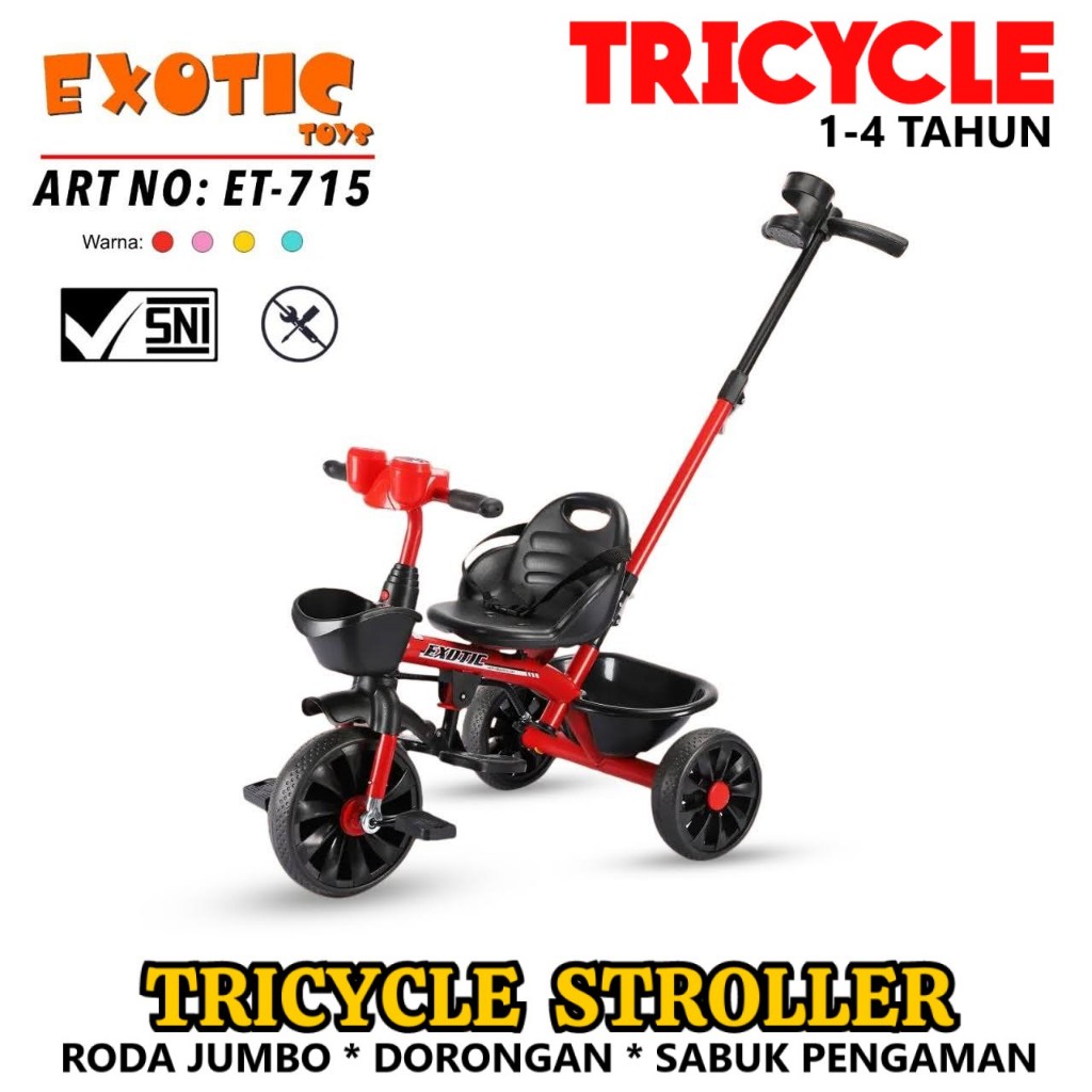 Jual Sepeda Roda Tiga Anak Exotic ET715 Roda Besar Anti Gembos Sabuk ...