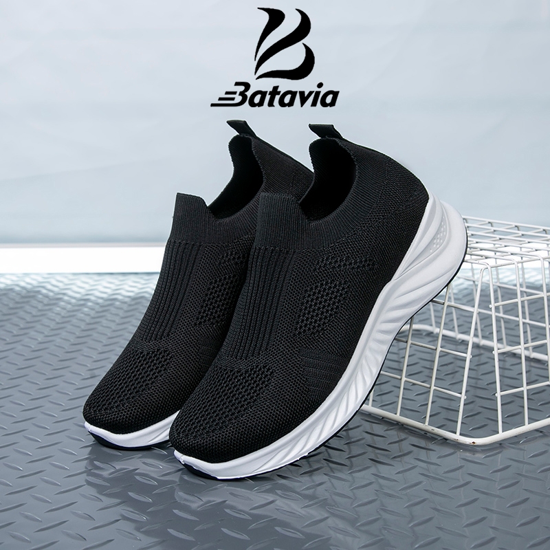 Jual (COD)Batavia Baru Sepatu Wanita Kasual Rajut Bernapas Hitam Merek ...