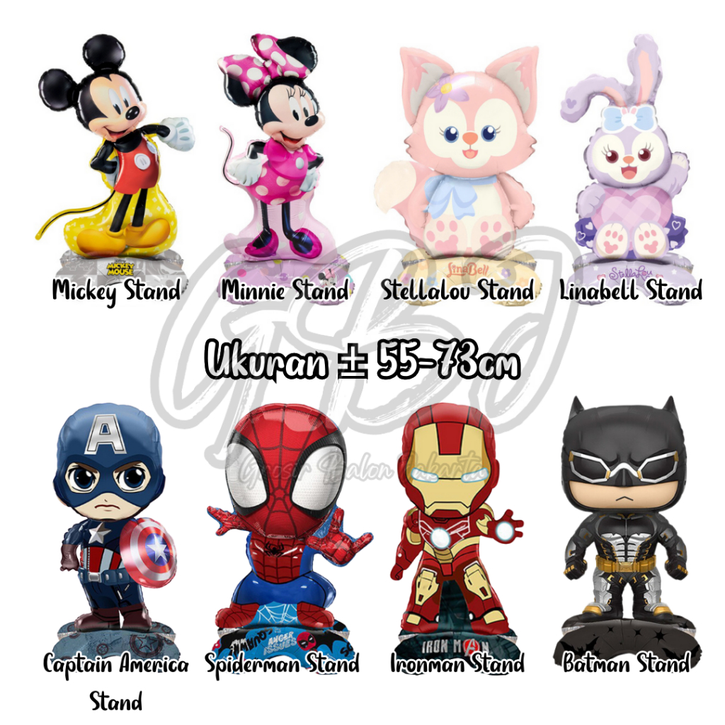 Jual Balon Foil STAND Karakter Avenger, Disney, Pokemon (Spiderman, CA ...