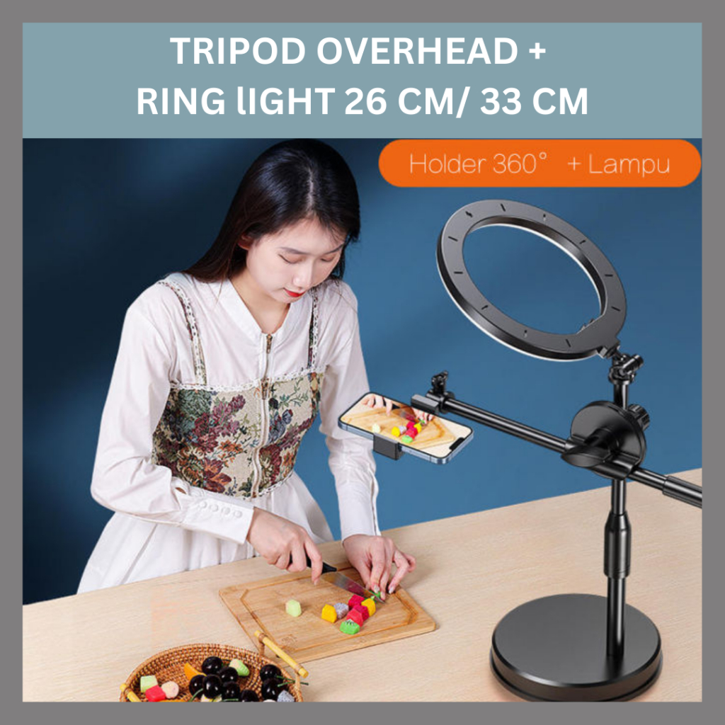 Jual Tripod Overhead + Ring Light Lampu Fotografi | Shopee Indonesia