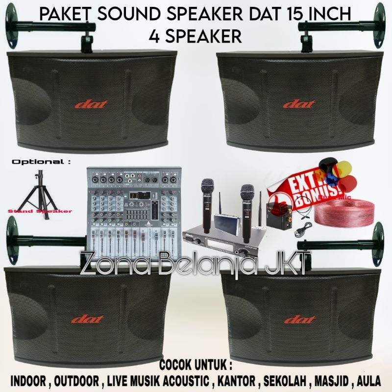 Jual PAKET SOUND SYSTEM INDOOR OUTDOOR SPEAKER DAT 15 INCH 4 SPEAKER ...