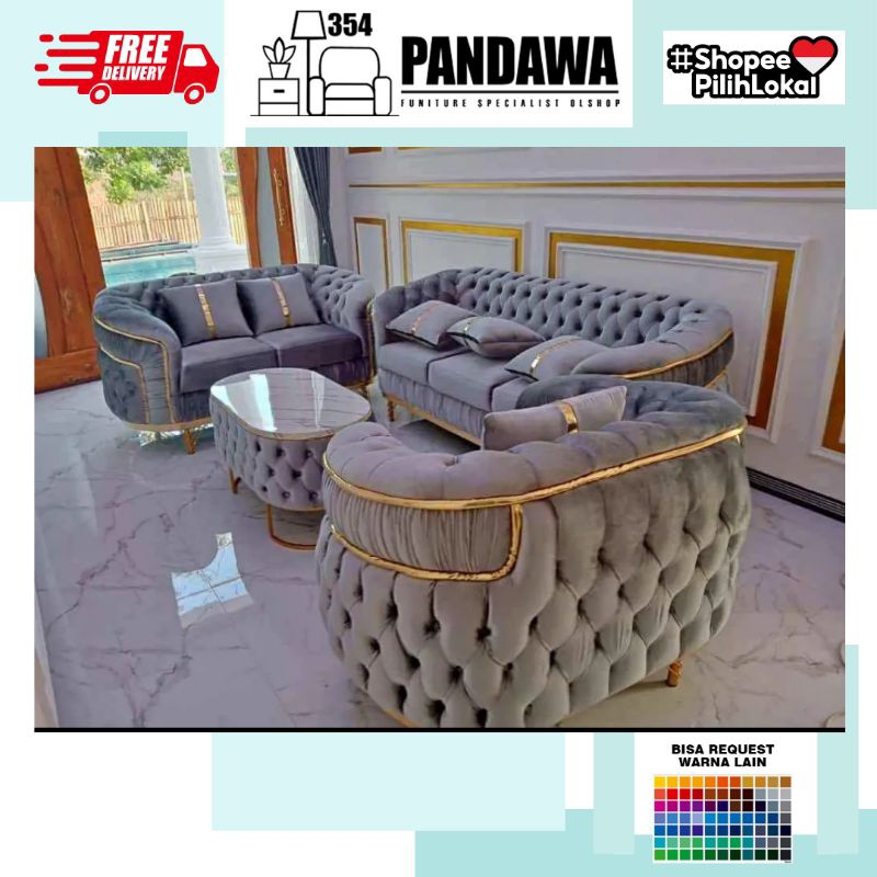 Jual SOFA turky 321 (DOBLE LIST EMAS) | Shopee Indonesia
