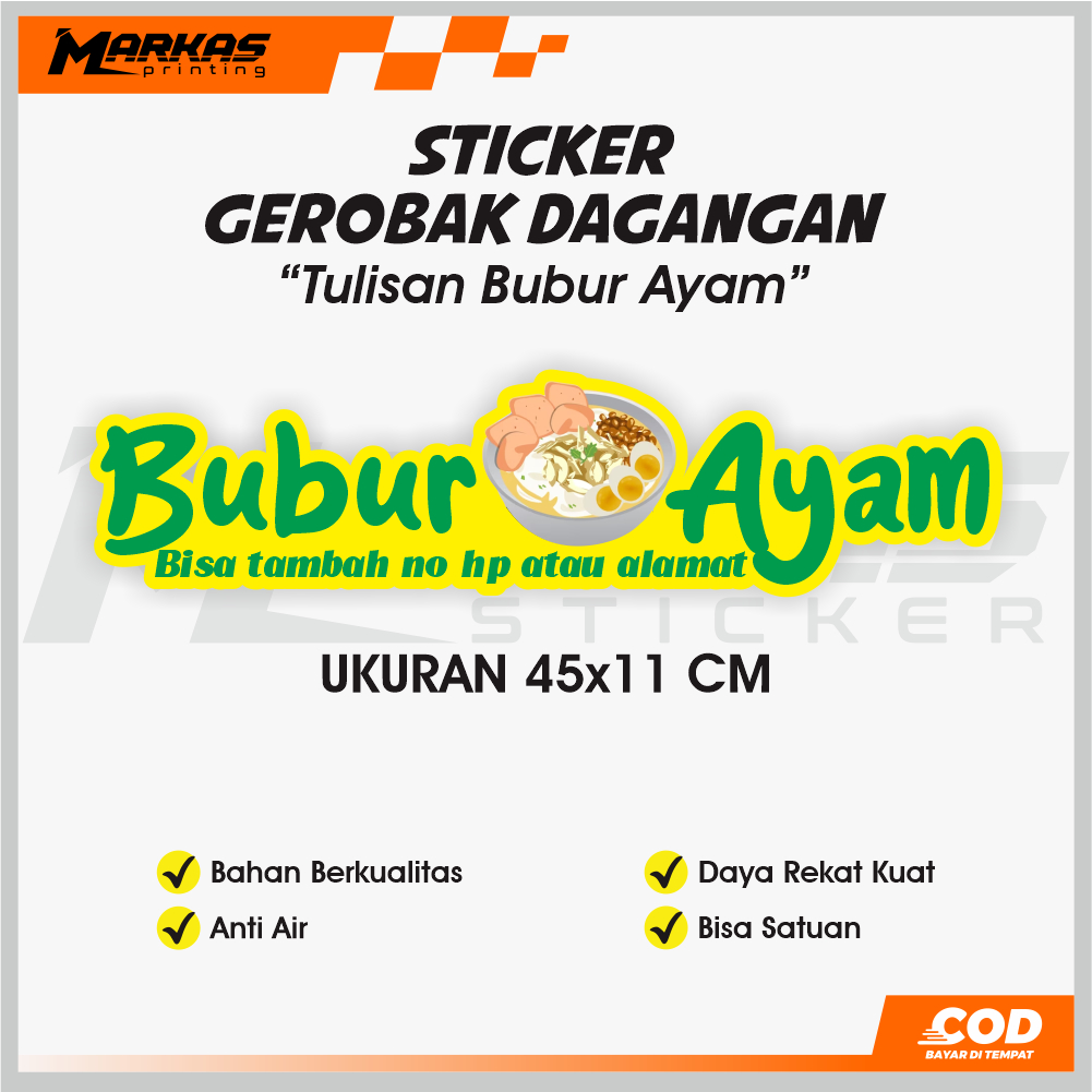 Jual STICKER GEROBAK JUALAN stiker gerobak tulisan Bubur ayam STICKER ...