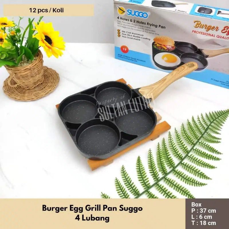 Jual Burger Egg Grill Pan Suggo 4 Lubang cetakan telur cantik cetakan ...