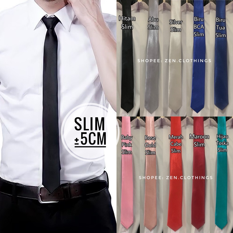Jual Dasi Slim Fit Pria Ikat Manual Polos Panjang Dewasa Bahan Satin ...