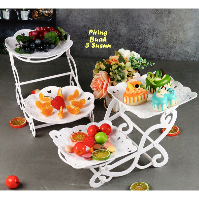 Jual Piring Buah 2 SUSUN Piring Kue Snack Permen Buah Bentuk Unik dan ...