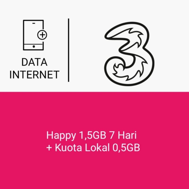 Jual Paket Data Tri - Happy 1,5GB 7 Hari + Kuota Lokal 0,5GB | Shopee Indonesia