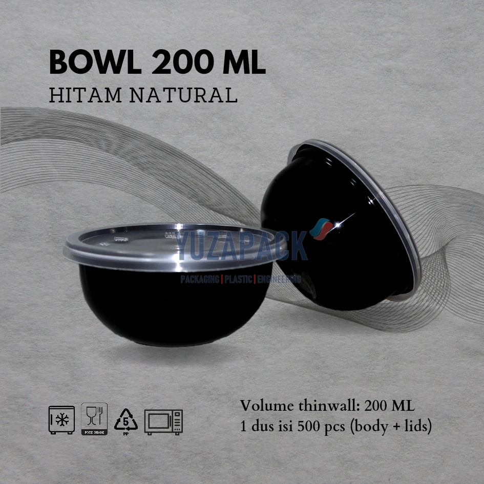 Jual Thinwall Bowl 200 ml Hitam Food Container Take Away Plastics ...