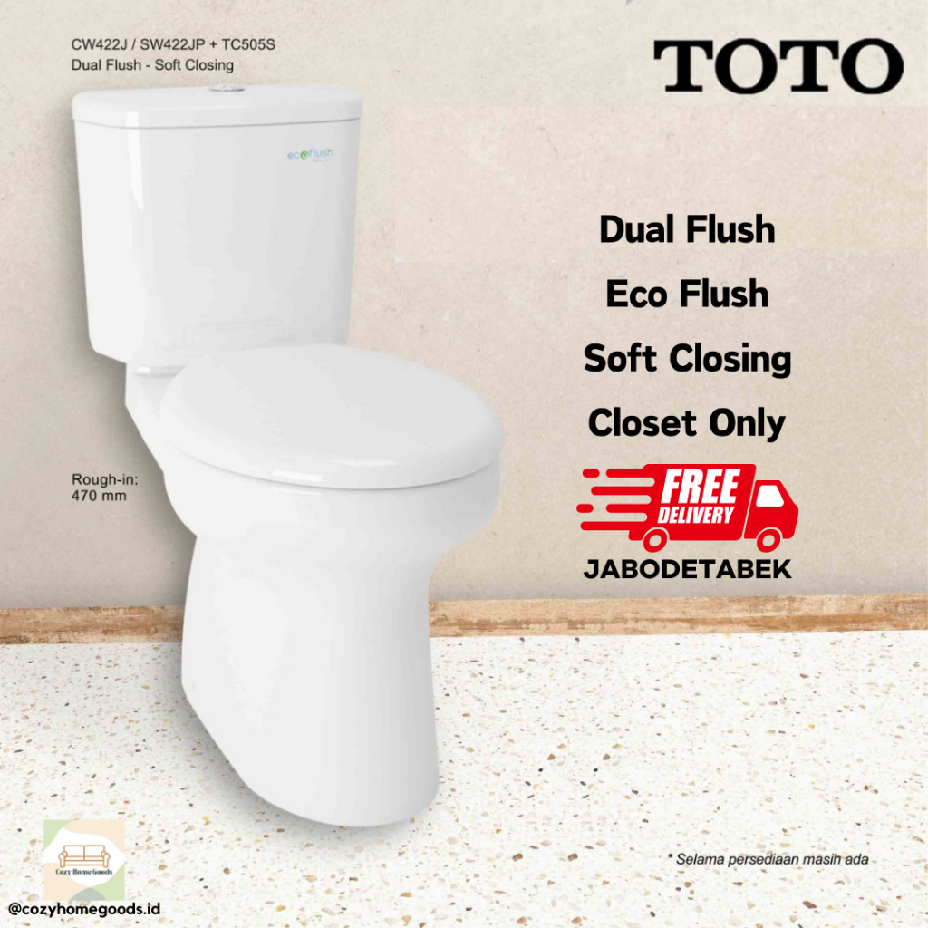 Jual KLOSET - CLOSET DUDUK TOTO CW 422J - TC505S - DUAL FLUSH - SOFT ...