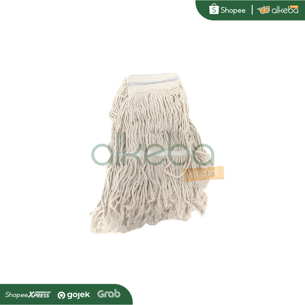 Jual Kain Refill Mop Putih Premium Tebal Refill Lap Pel Garis Merah ...