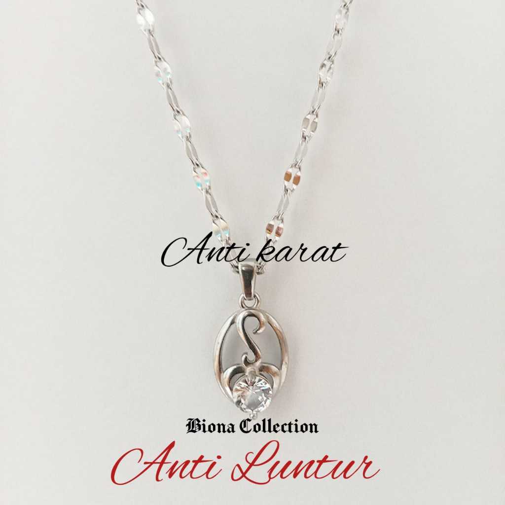 Jual TOP jewelry !! Kalung Titanium Silver Pecah kopi plus Liontin ...