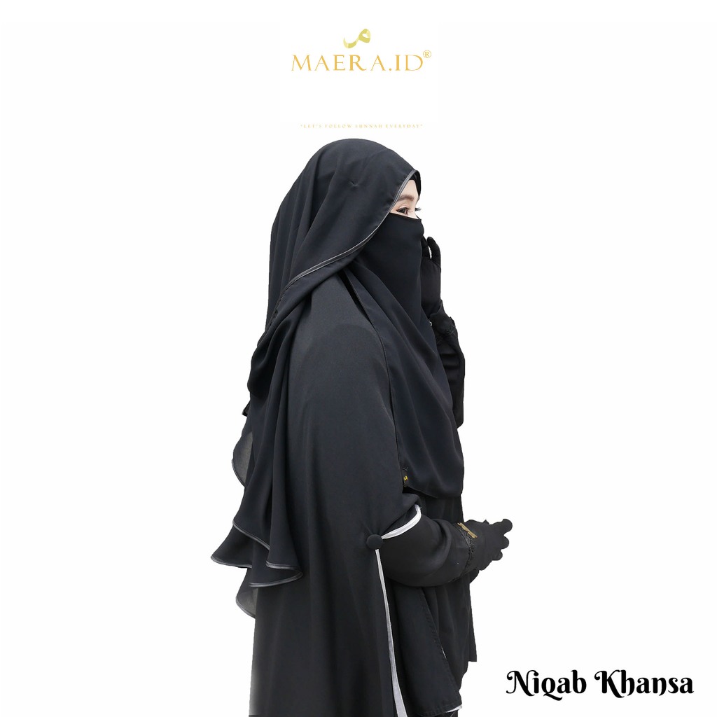 Jual Cadar Niqab Yaman Bandana Butterfly 2 Layer Sifon Silk Jetblack Premium KHANSA by Maera ...