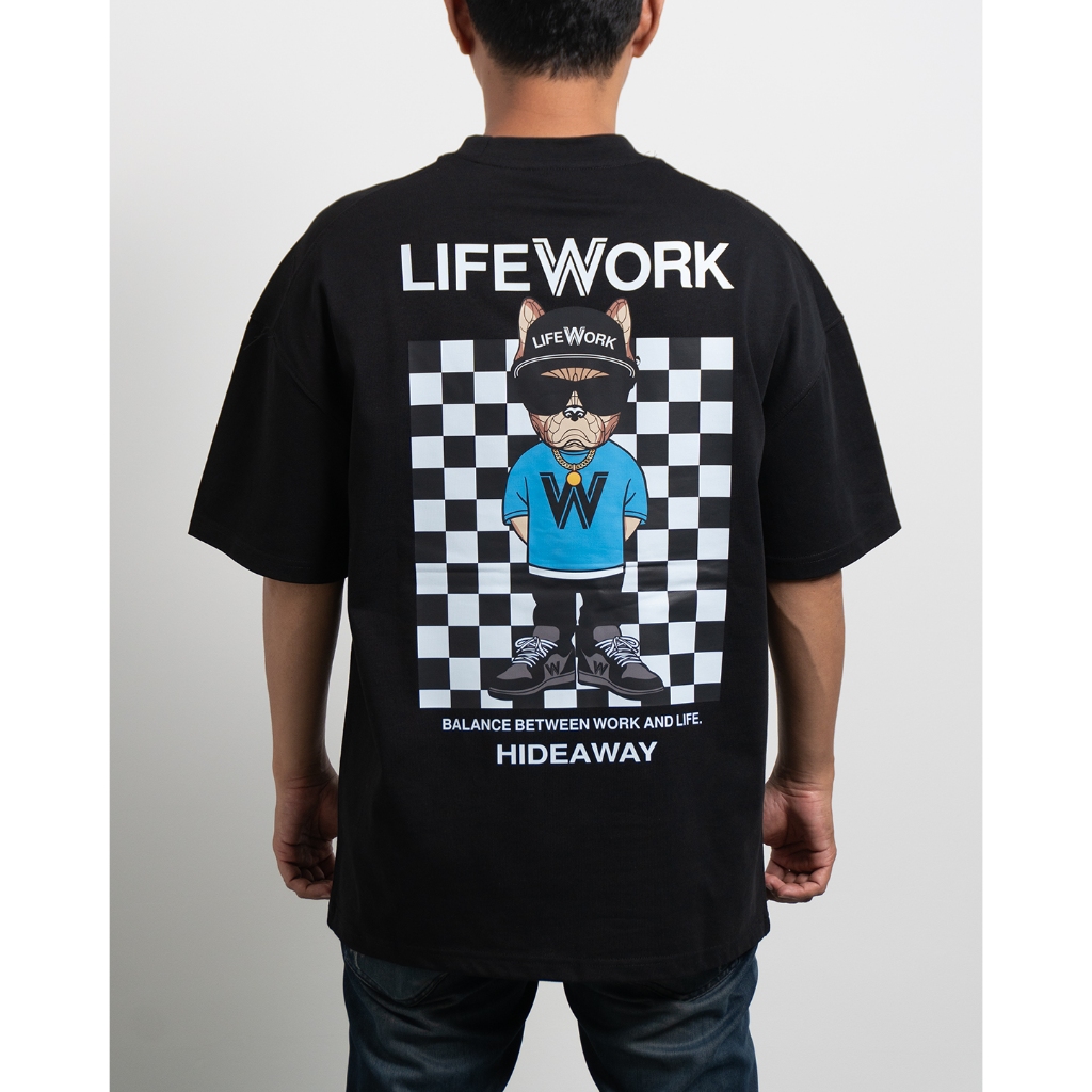 Jual Baju Kaos Lifework Korea Checkerboard Hipdok Black Tee - 62940 | Shopee Indonesia