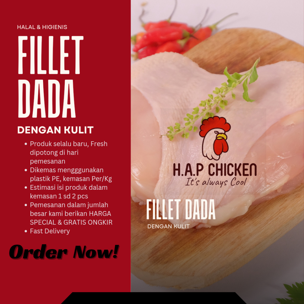 Jual Daging Ayam Dada Fillet Boneless (Dengan Kulit) | Shopee Indonesia
