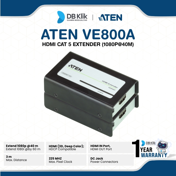 Jual ATEN VE800A HDMI Cat 5 Extender Fhd 1080p 40m - Extender Hdmi to ...