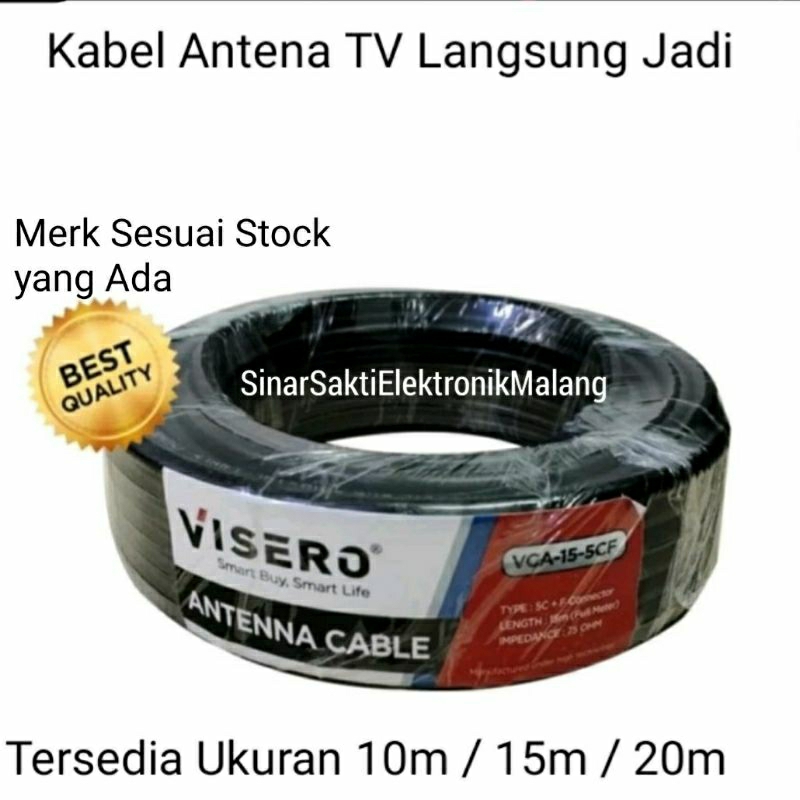 Jual Kabel Antena Jadi 10 15 20 Meter 10m 15m 20m Anten TV Colok m Digital | Shopee Indonesia