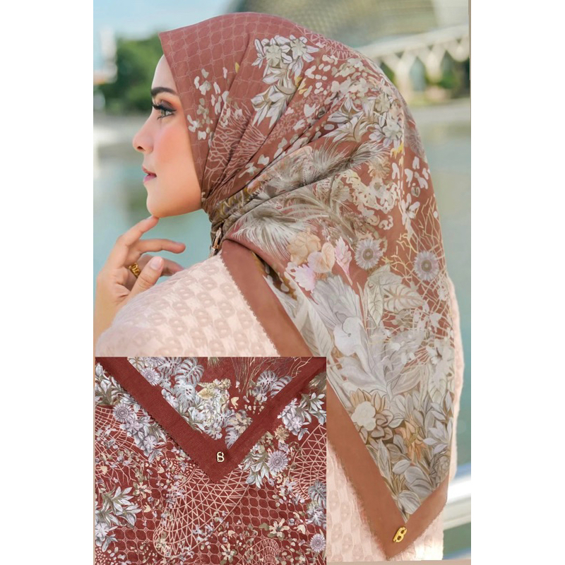 Jual jilbab segiempat hijab segi empat motif Voal buttonscarves | Shopee Indonesia