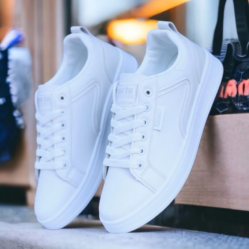 Jual sepatu kasual pria wanita Full White sepatu model import terbaru ...