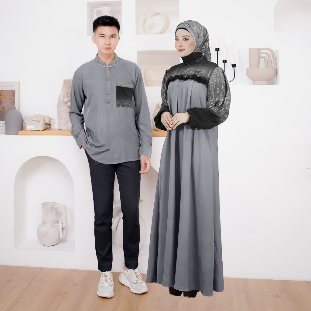 Jual Grade Gamis Set Couple Pasutri Gamis Koko Sarimbit Include Hijab ...