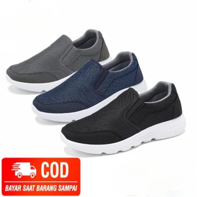 Jual Sepatu Casual Pria Slip On Tapak Lentur Anti Slip Size 39-44 ...