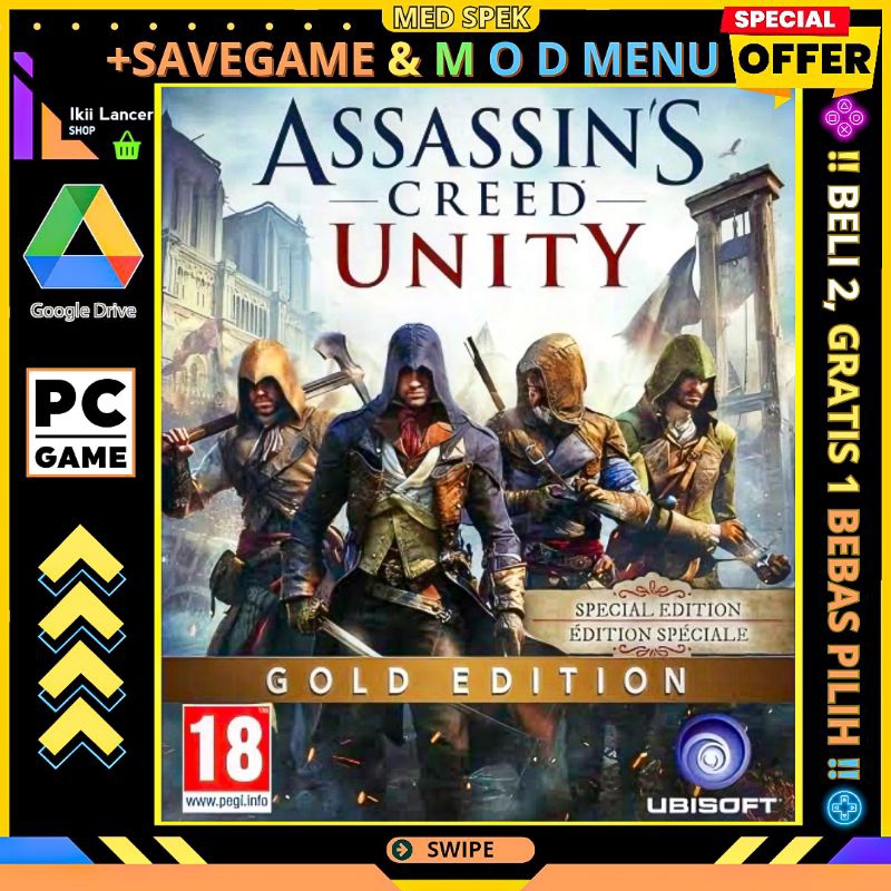 Jual Assassins Creed Unity Gold Edition - PC LAPTOP GAMES - CARA ...