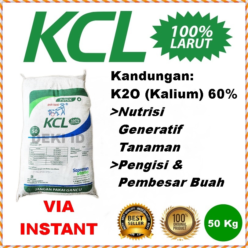 Jual KCL Putih Pak Tani 50 Kg Kemasan Pabrik Via Instan Pupuk Kalium Tinggi Tanaman Buah Bunga ...