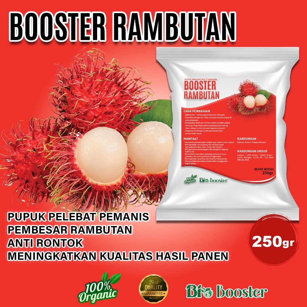 Jual Pupuk booster rambutan kemasan 250gr pupuk organik pelebat pemanis pembesar buah rambutan ...