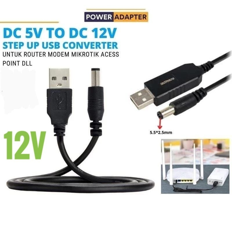 Jual Kabel USB Powerbank Step Up 5V To 12V Modem Router Orbit Star 2 ...