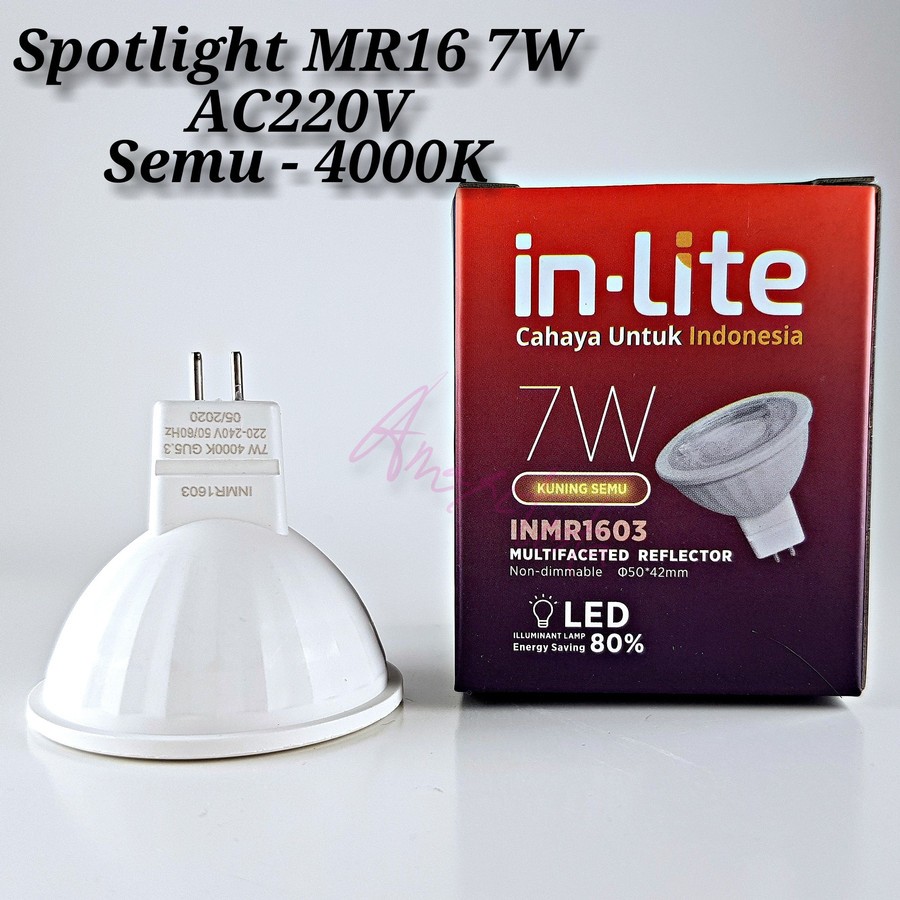 Jual LAMPU SPOTLIGHT CUP INLITE 7W 7watt 7 watt MR16 GU5.3 NATURAL ...