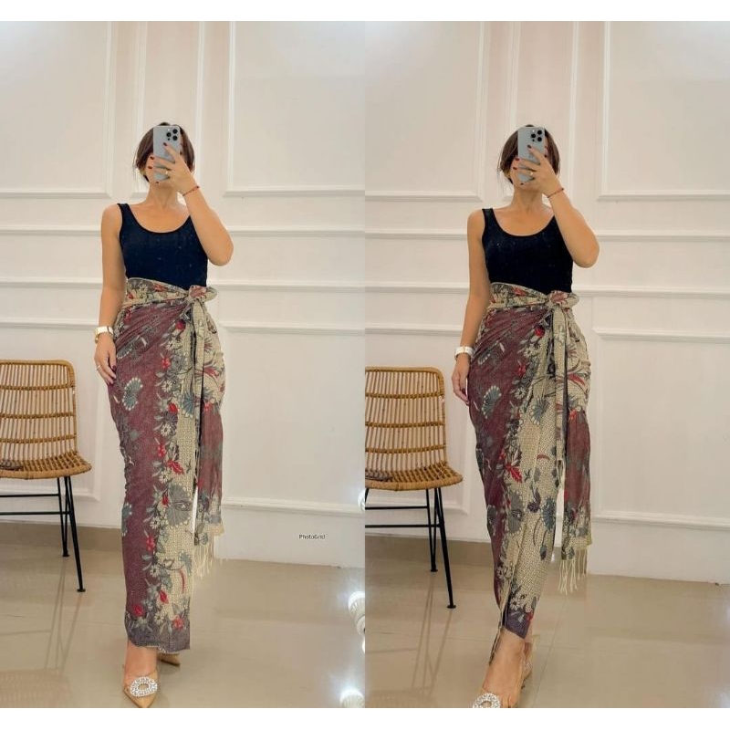 Jual Sutra Paris Set Selendang Motif ATBM || kamen lembaran bali ...