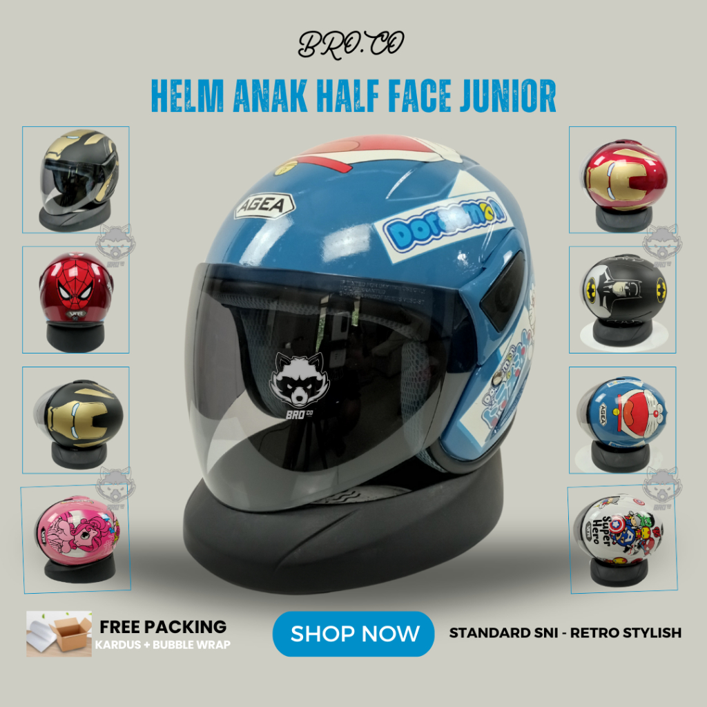 Jual HELM ANAK SNI UNIK KLASIK HALF FACE JUNIOR KARAKTER LUCU DORAEMON ...