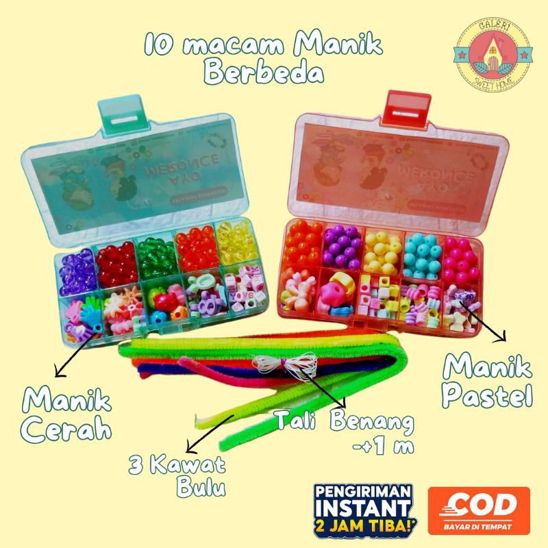 Jual Paket DIY Meronce Gelang dan Kalung Manik Besar Mainan Edukasi ...